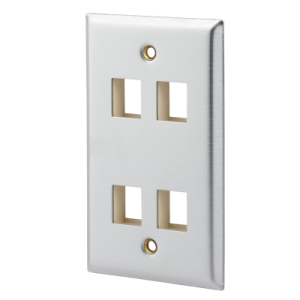 4 Port Keystone Wall Plate - Stainless Steel - 1 Gang - Semtron, Inc.